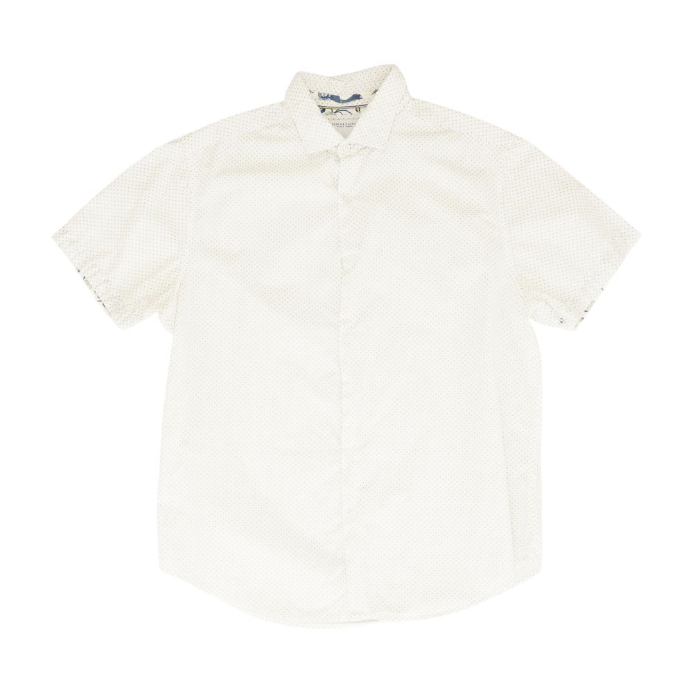 White Polka Dot Short Sleeve Button Down – Unclaimed Baggage