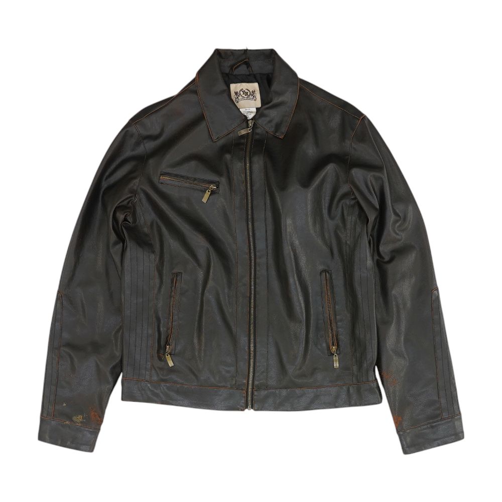 Brown Solid Faux Leather Jacket – Unclaimed Baggage