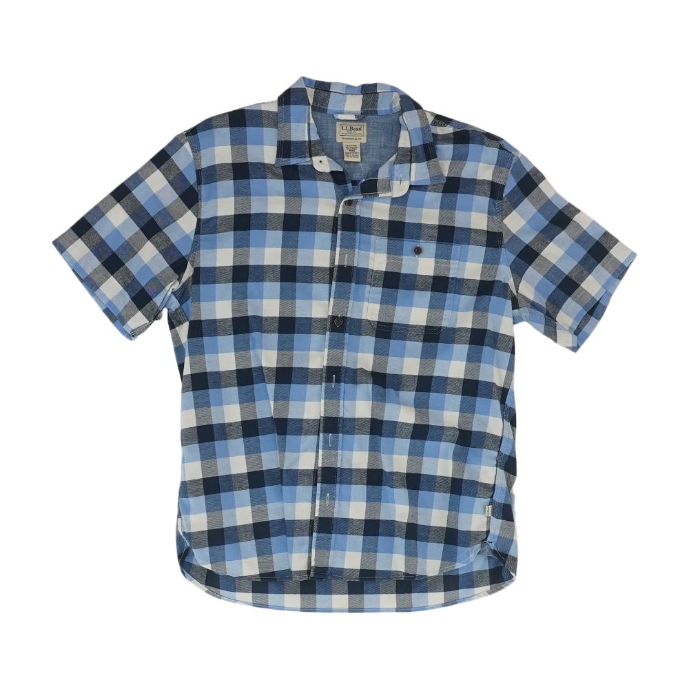 Vintage Blue Check Short Sleeve Button Down – Unclaimed Baggage