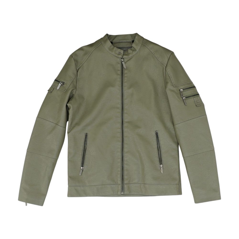 Green Solid Faux Leather Jacket – Unclaimed Baggage