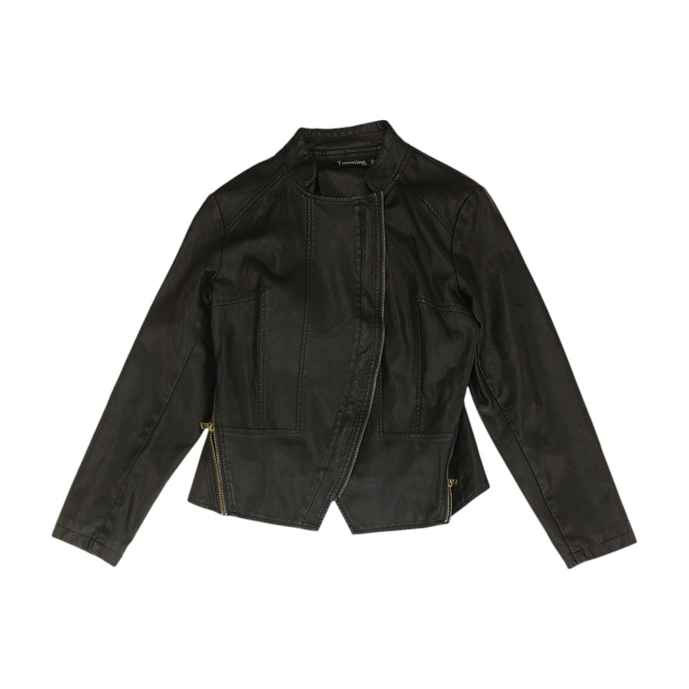 Black Solid Faux Leather Jacket – Unclaimed Baggage