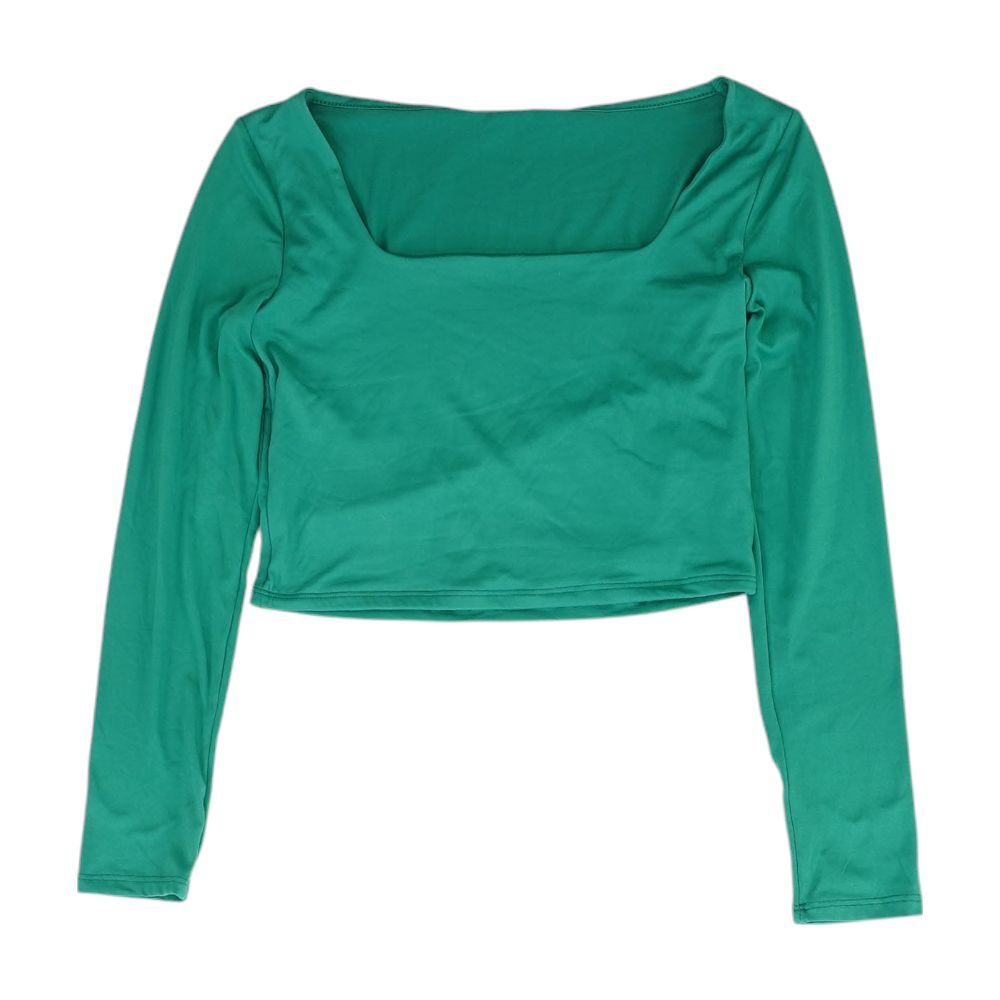 Green Solid Cropped Knit Top – Unclaimed Baggage