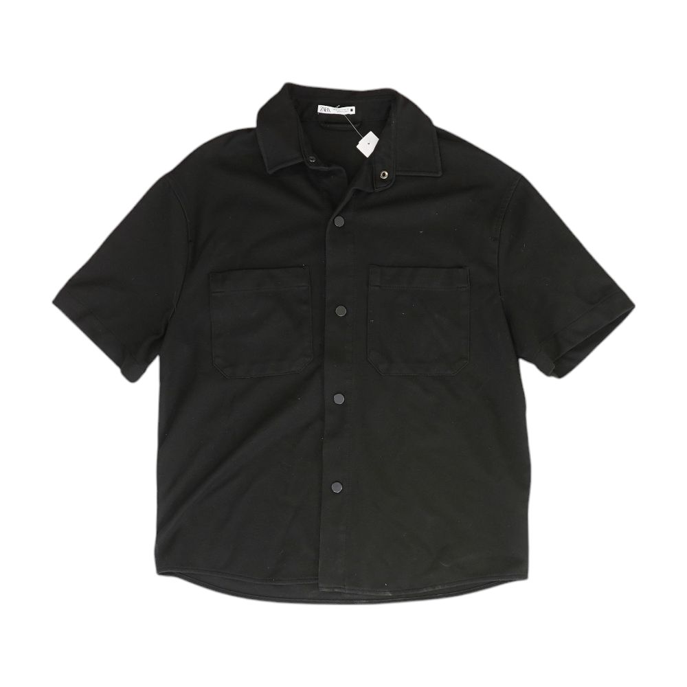 Black Solid Short Sleeve Button Down – Unclaimed Baggage