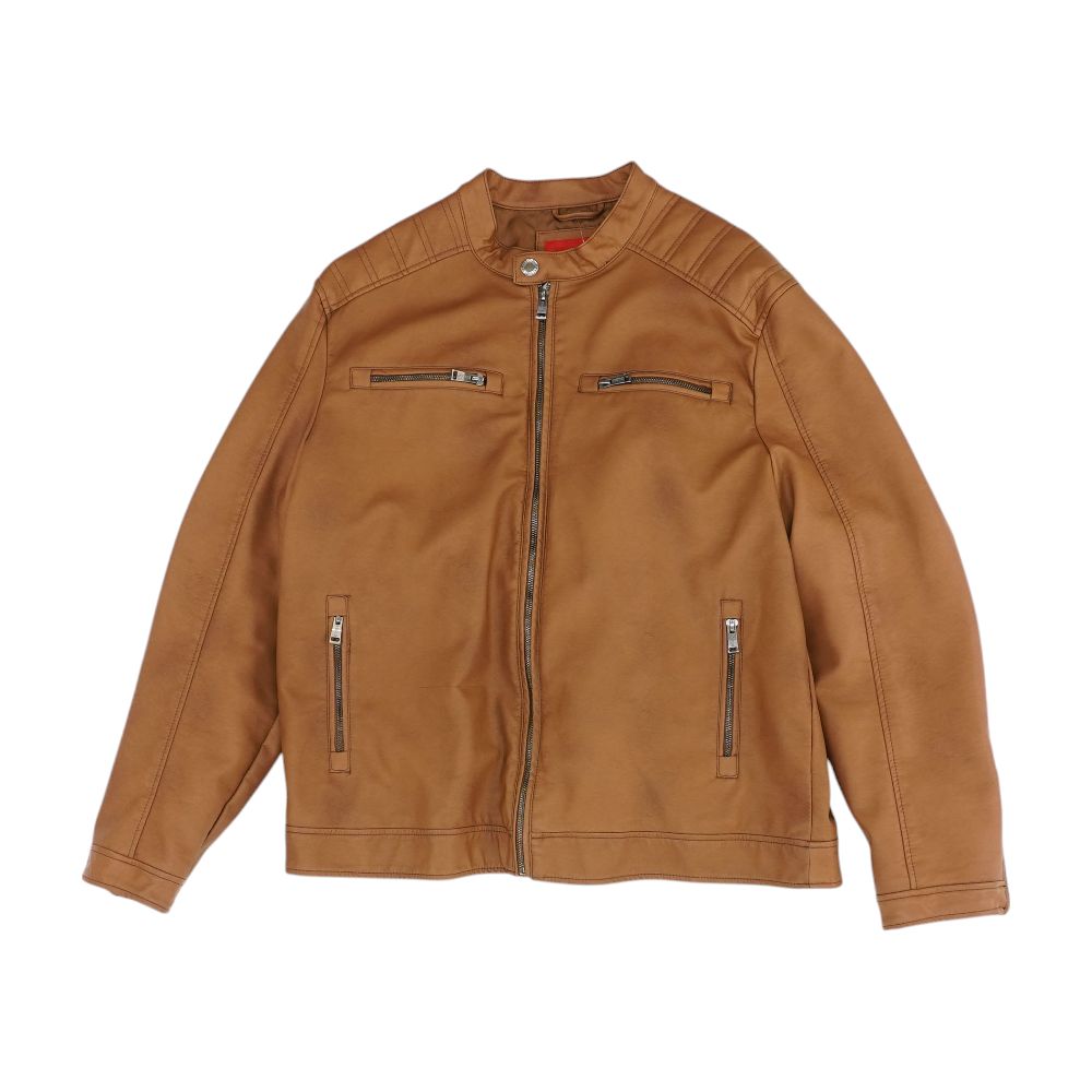 Brown Solid Faux Leather Jacket – Unclaimed Baggage