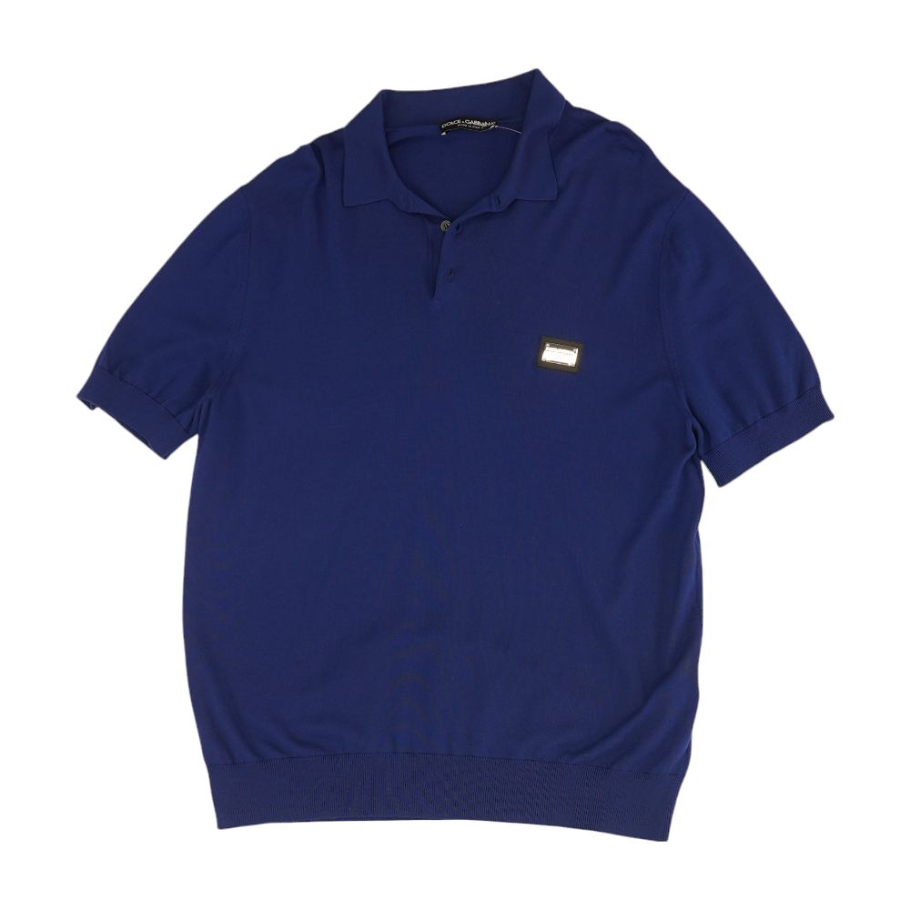 Blue Solid Wool Short Sleeve Polo – Unclaimed Baggage