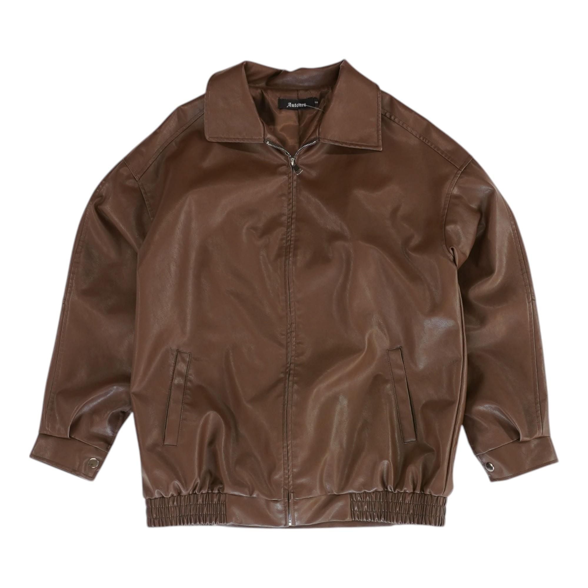 Brown Solid Faux Leather Jacket – Unclaimed Baggage