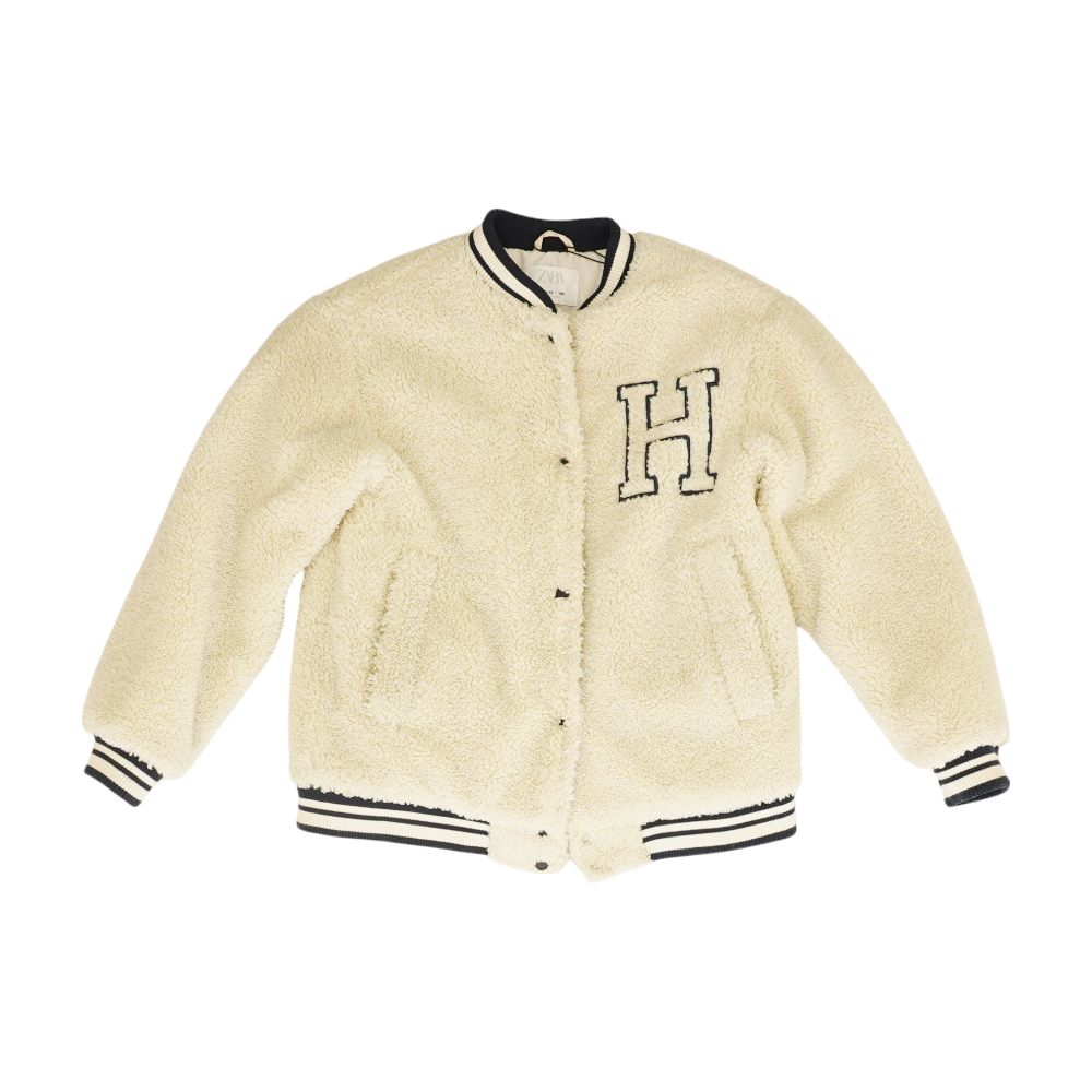Beige Solid Varsity Jacket – Unclaimed Baggage