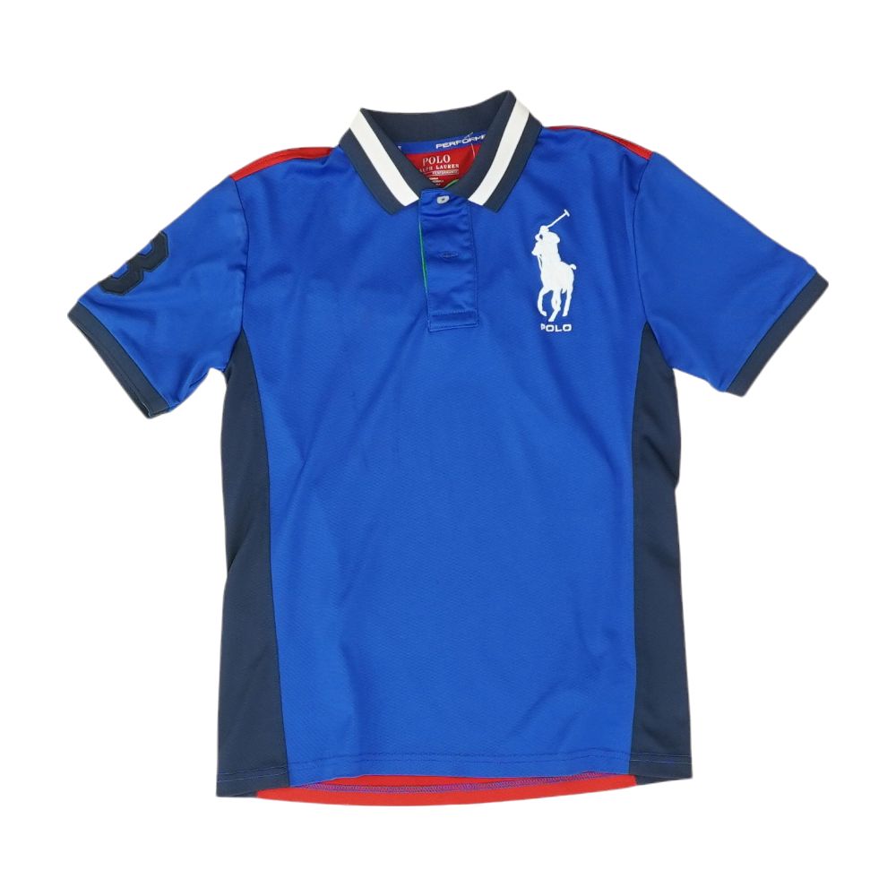 Blue Solid Short Sleeve Polo – Unclaimed Baggage