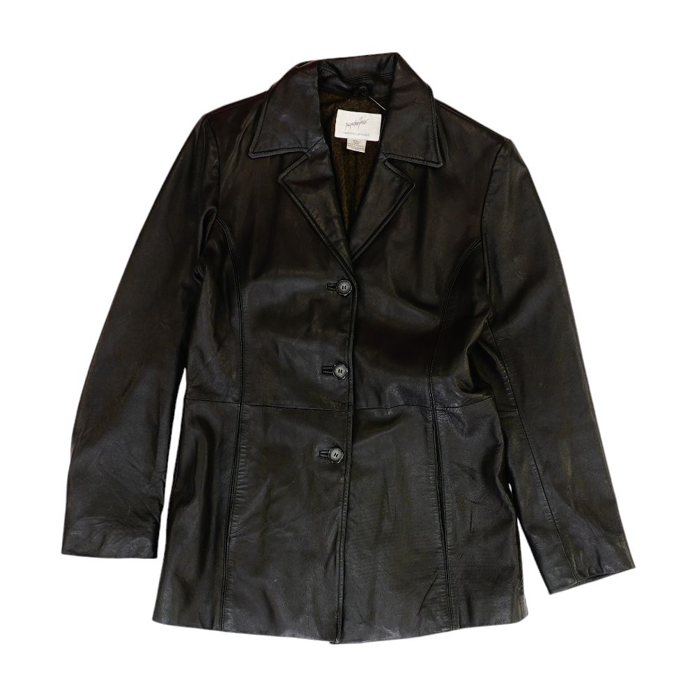 Vintage Black Solid Button Front Leather Jacket – Unclaimed Baggage