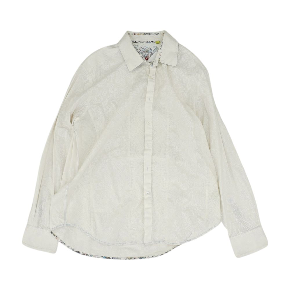 White Damask Long Sleeve Button Down – Unclaimed Baggage