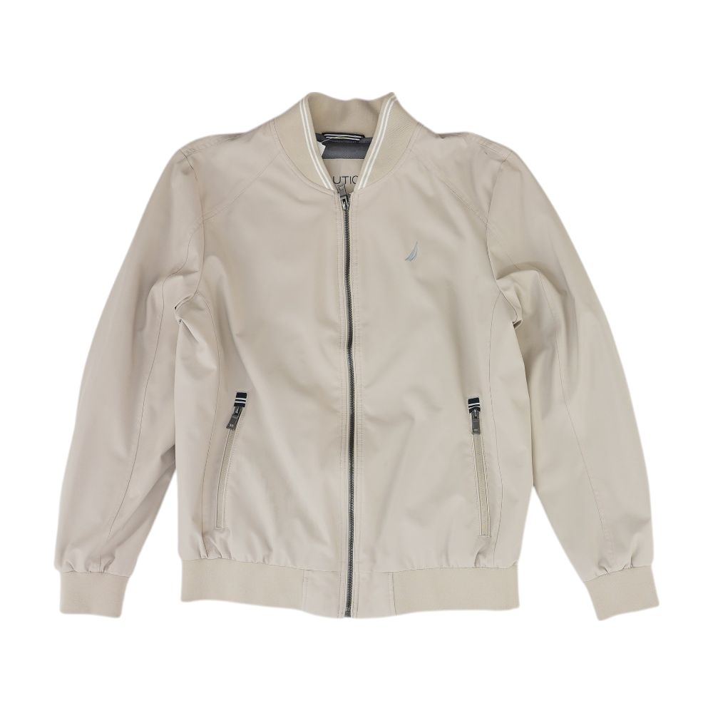 Beige Solid Bomber Jacket – Unclaimed Baggage