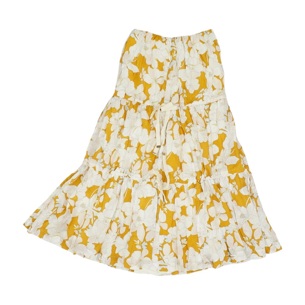 Mustard Floral Midi Skirt – Unclaimed Baggage