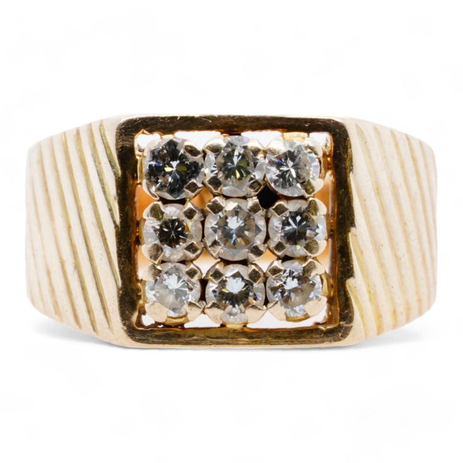 14K Gold Square Diamond Cluster Signet Ring – Unclaimed Baggage