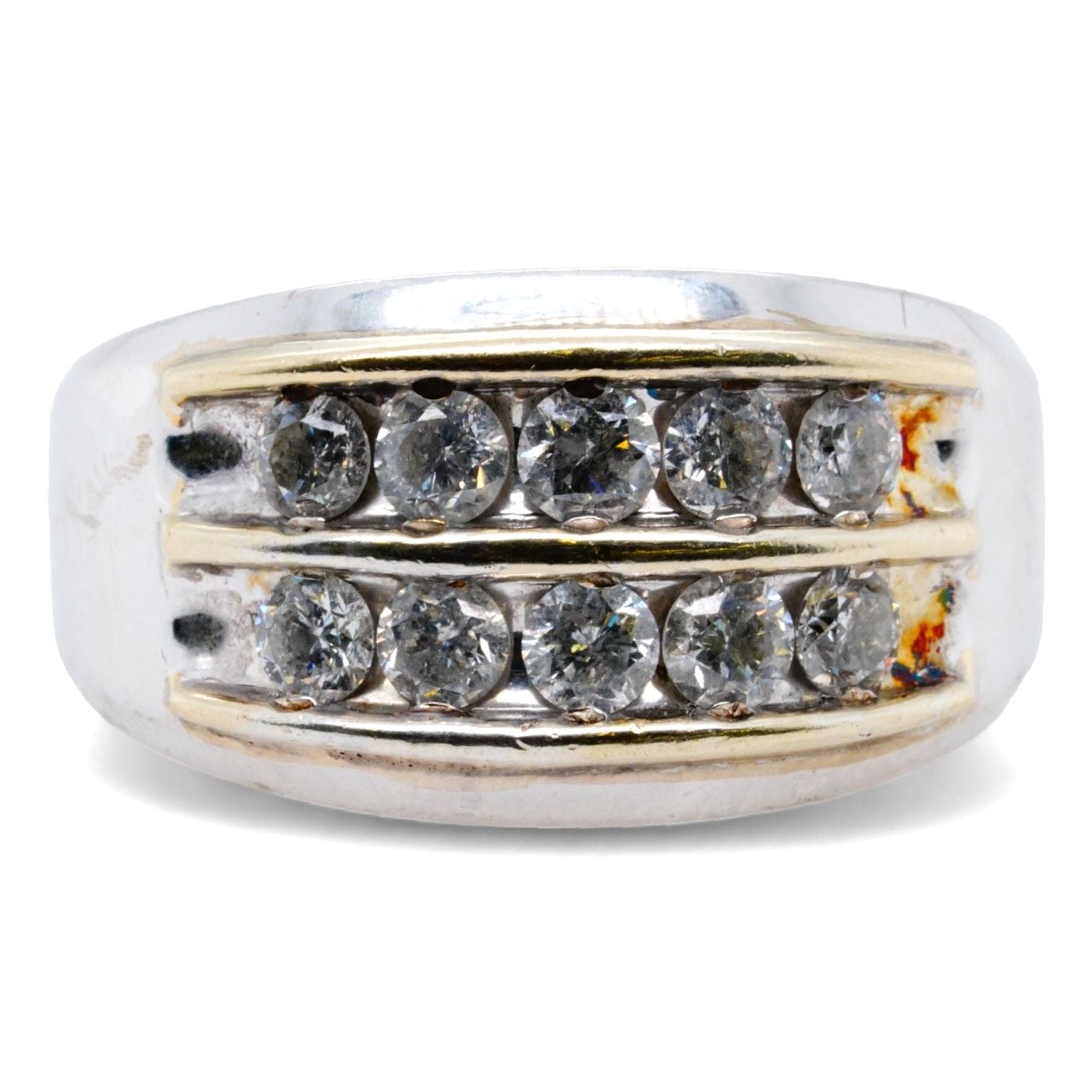 10K Two Tone Gold Double Row Diamond Band – Unclaimed Baggage