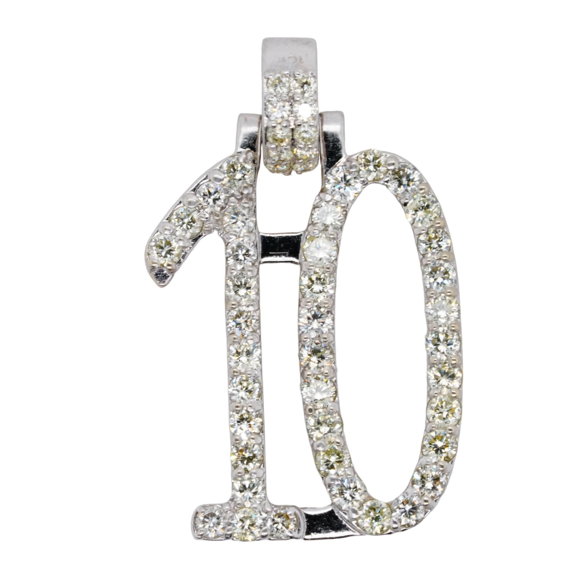 10K White Gold Diamond Number 10 Pendant – Unclaimed Baggage