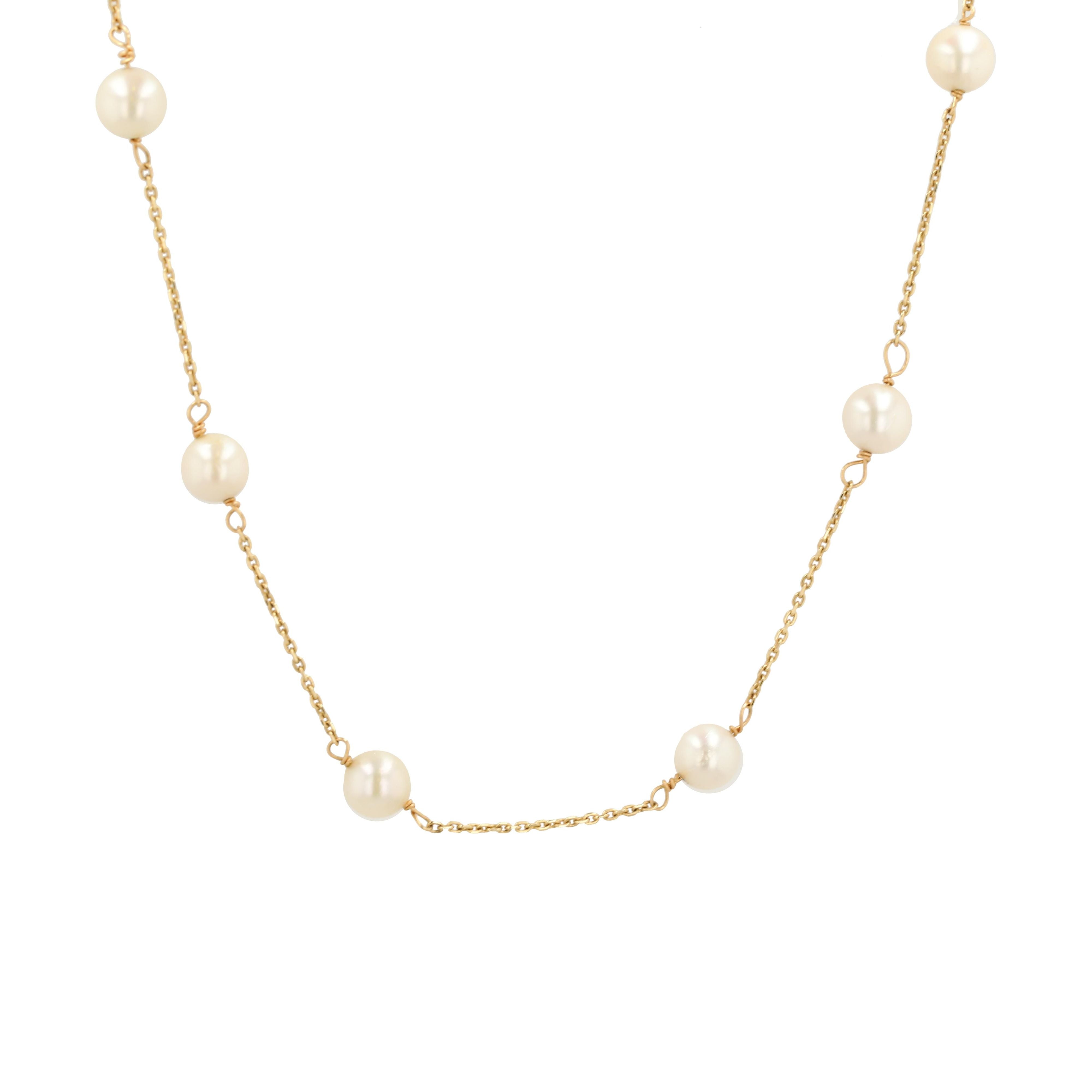14K Gold Stationed Pearl Chain Necklace – Unclaimed Baggage