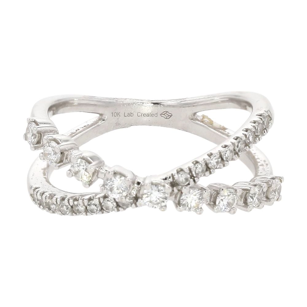 .50 Ct 10K White Gold Lab Grown Diamond Crossover Band – Unclaimed Baggage