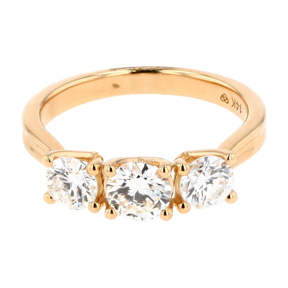 1.50 ct 14K Gold Three Stone Round Lab Grown Diamond Engagement Ring ...