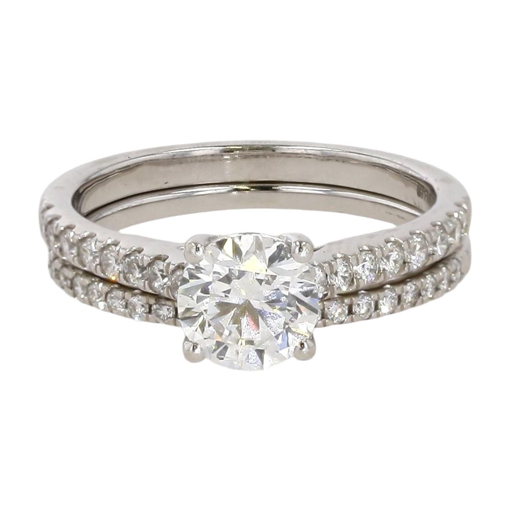 1.40 ct 10K White Gold Round Lab Grown Diamond Engagement Ring Set ...