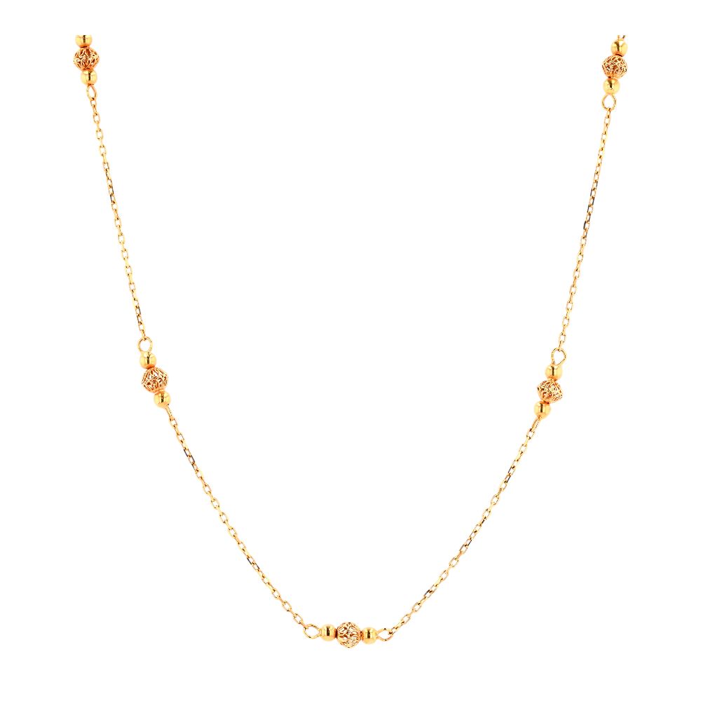 19K Gold Stationed Ball Beads On Cable Link Chain Necklace – Unclaimed ...