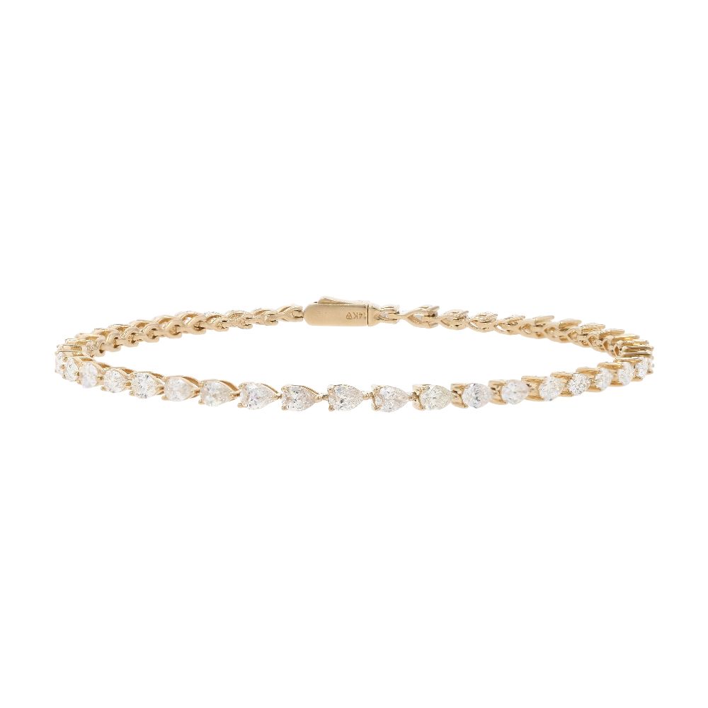 14K Gold Pear Shaped Lab Grown Diamond Tennis Bracelet – Unclaimed Baggage